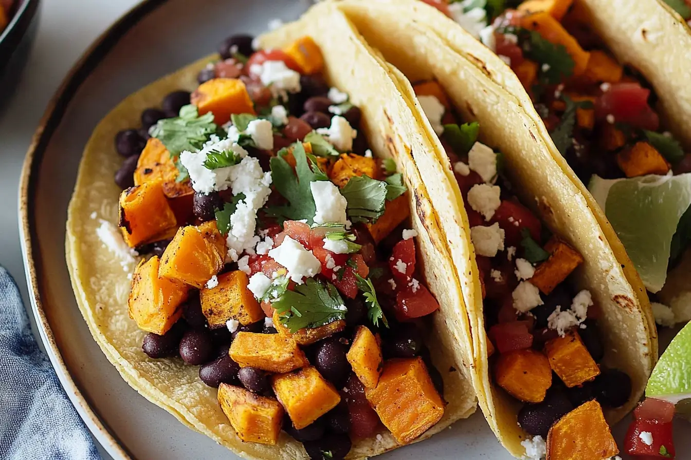 Flavorful Baked Sweet Potato & Black Bean Tacos - Instantly Recipes