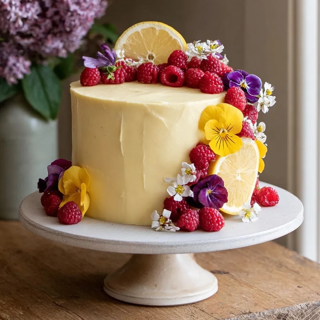 Lemon Raspberry Spring Birthday Cake - Instantly Recipes